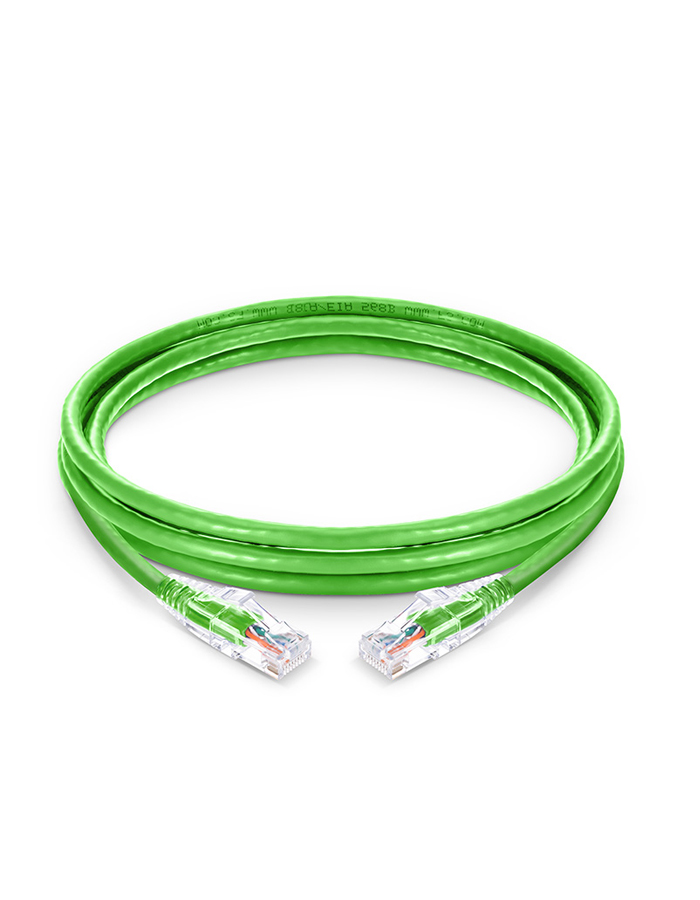 Cat6 Snagless Unshielded (UTP) PVC CM Green Patch Cable, 6in - kamefiber